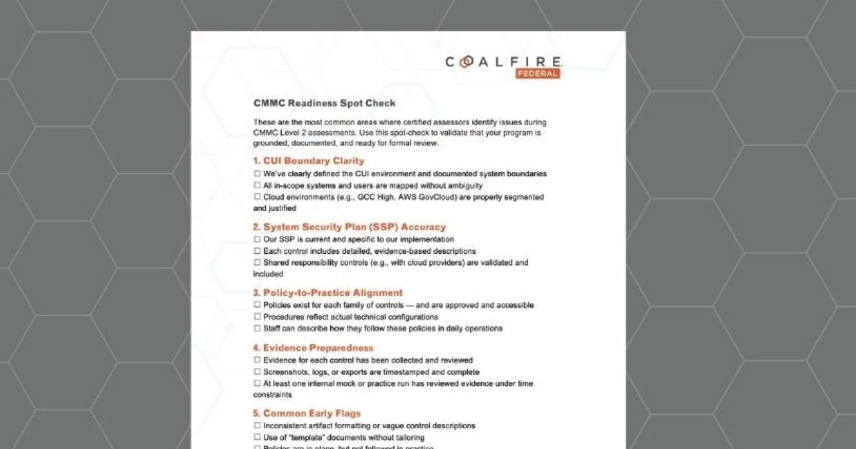 CMMC Readiness Spot Checklist | Coalfire Federal