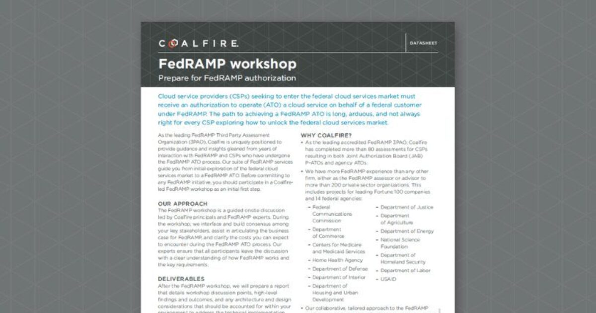 Explore our FedRAMP® Workshop | Coalfire Federal